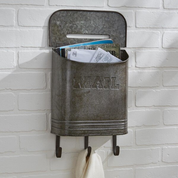 Galvanized Mailbox with Hooks | Park Designs