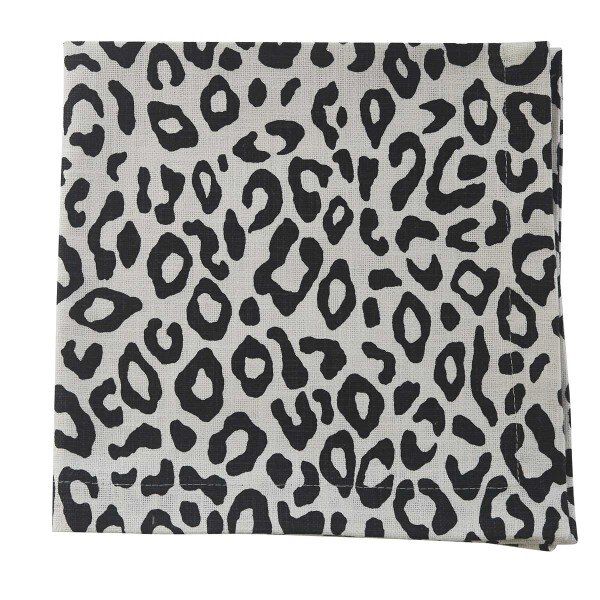 Safari Leopard Printed Napkin - Black |Split-P