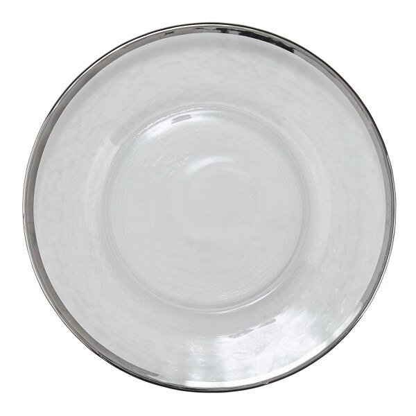 Metallic Rim Glass Salad Plate - Silver | Split-P