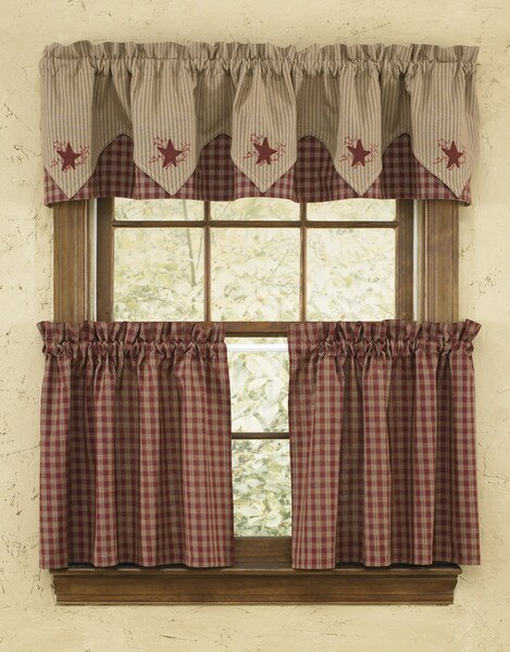 Sturbridge Star Embroidered Point Valance - Wine | Park Designs