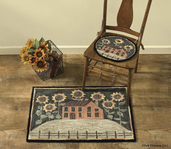 House and Sunflowers Hooked Rug | Park Designs