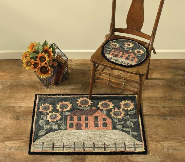 House and Sunflowers Hooked Rug | Park Designs