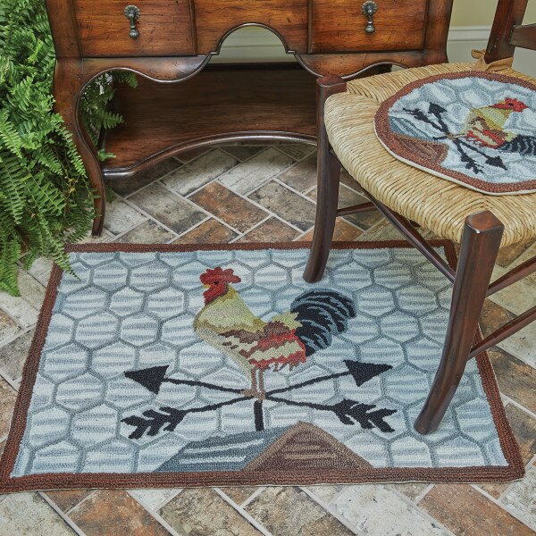 Break Of Day Rooster Hooked Rug 2 x 3 | Park Designs