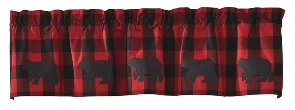 Buffalo Check Bear Applique Lined Valance | Park Designs