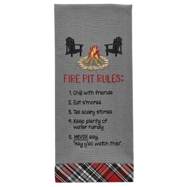 Fire Pit Rules Embroidered Dishtowel | Park Designs