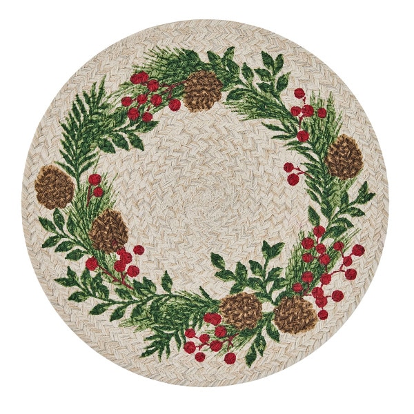 Boxwood And Pine Print Braided Placemat | Park Designs
